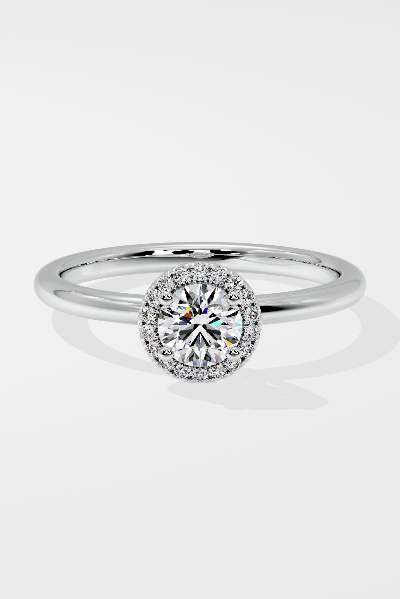 Mini Solitaire Halo Ring – Lustr Diamonds