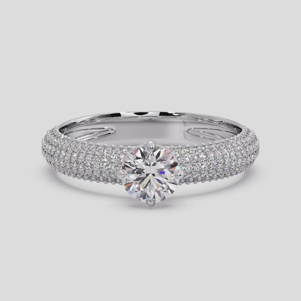 Stunning 5-Row Pave Set Solitaire Engagement Ring – Lustr Diamonds